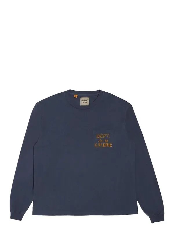 GALLERY DEPT. De La Galerie Long Sleeve Pocket T-shirt - Navy Blue/orange