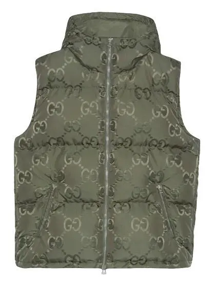 Gucci Jumbo Gg Canvas Down Gilet - Green