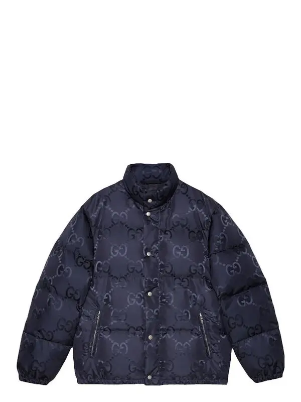 Gucci Jumbo Gg Canvas Down Jacket - Navy Blue