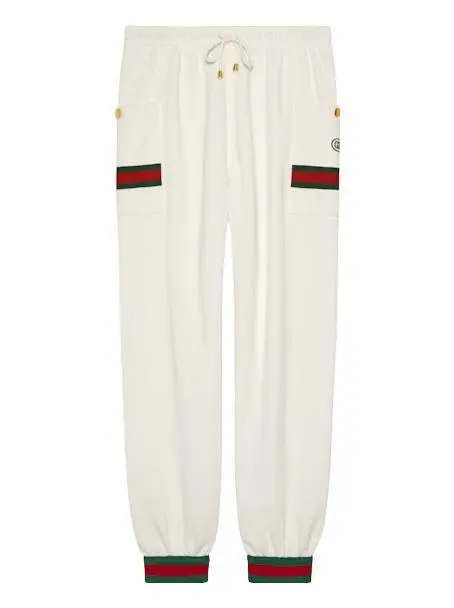 Gucci Jersey Jogging Pants With Web - Washed Ivory