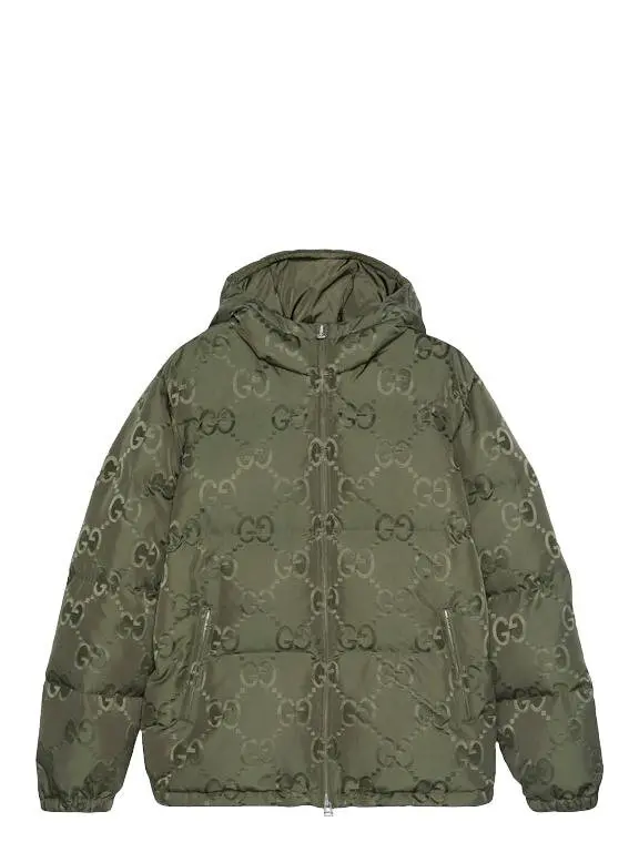 Gucci Jumbo Gg Nylon Canvas Goose Down Jacket - Green
