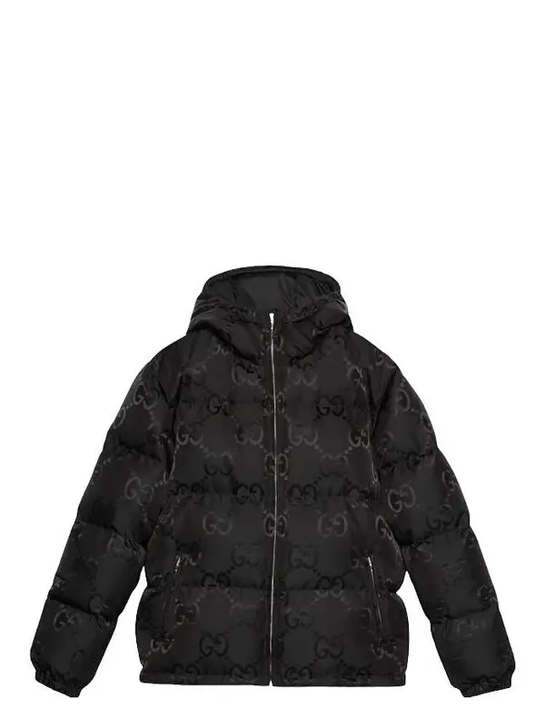 Gucci Jumbo Gg Nylon Canvas Goosedown Jacket - Black