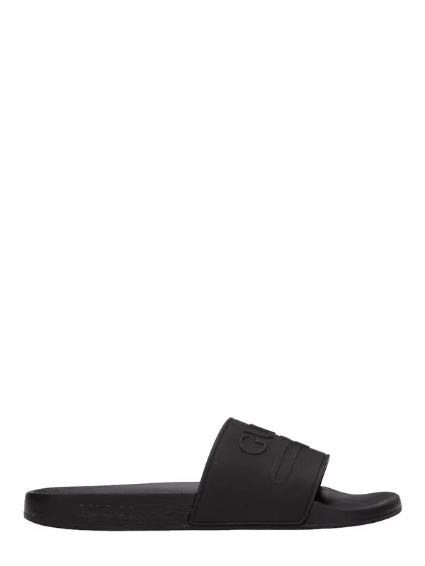 Gucci Logo Rubber Slides - Black