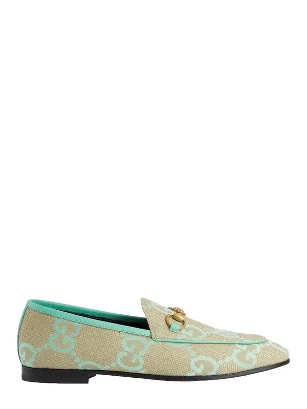 Gucci Jumbo Gg Jordaan Loafer - Beige/mint Green