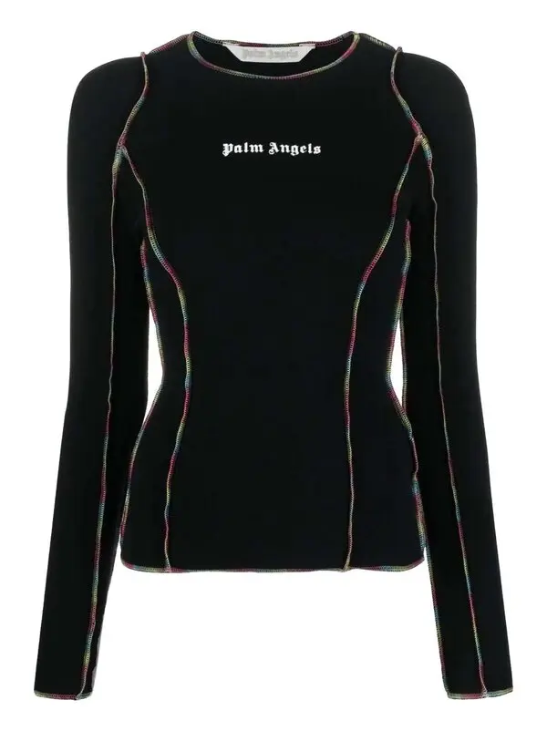 Palm Angels Rainbow Stitching T-shirt - Black/white