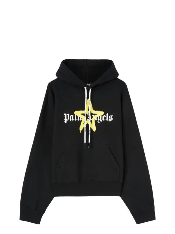 Palm Angels Star Sprayed Hoodie - Black/yellow
