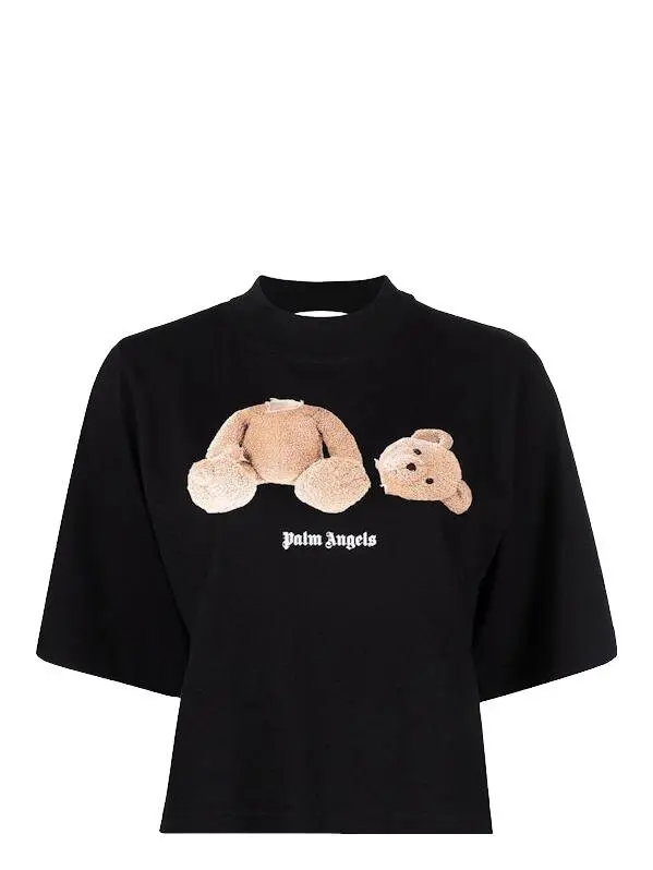 Palm Angels Bear Cropped T-shirt - Black/brown