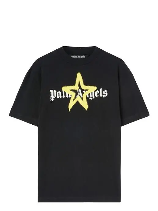Palm Angels Star Sprayed T-shirt - Black/yellow