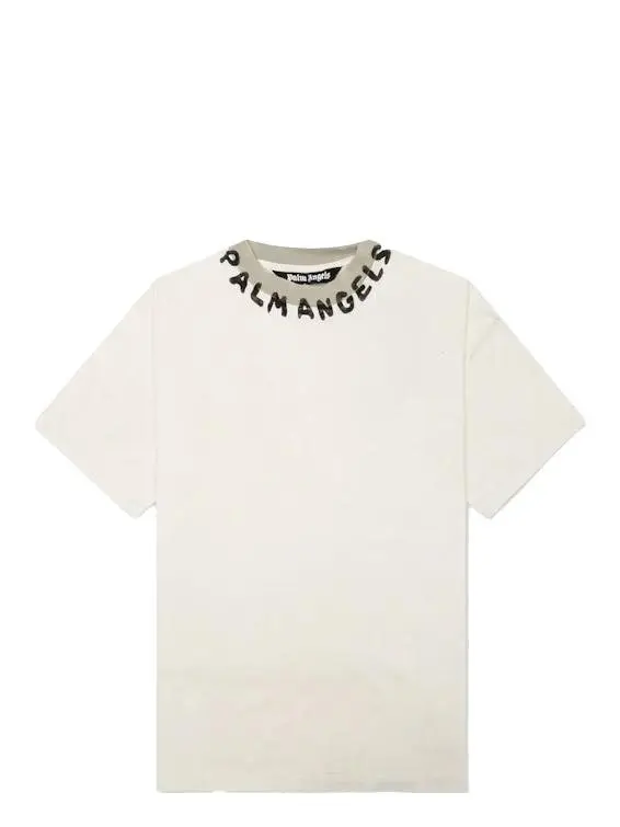 Palm Angels Seasonal Logo Vint Tee Shirt - White Black