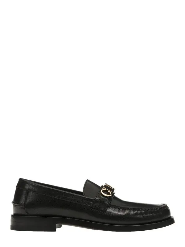 Gucci Leather Loafers With Logo - Black/gold