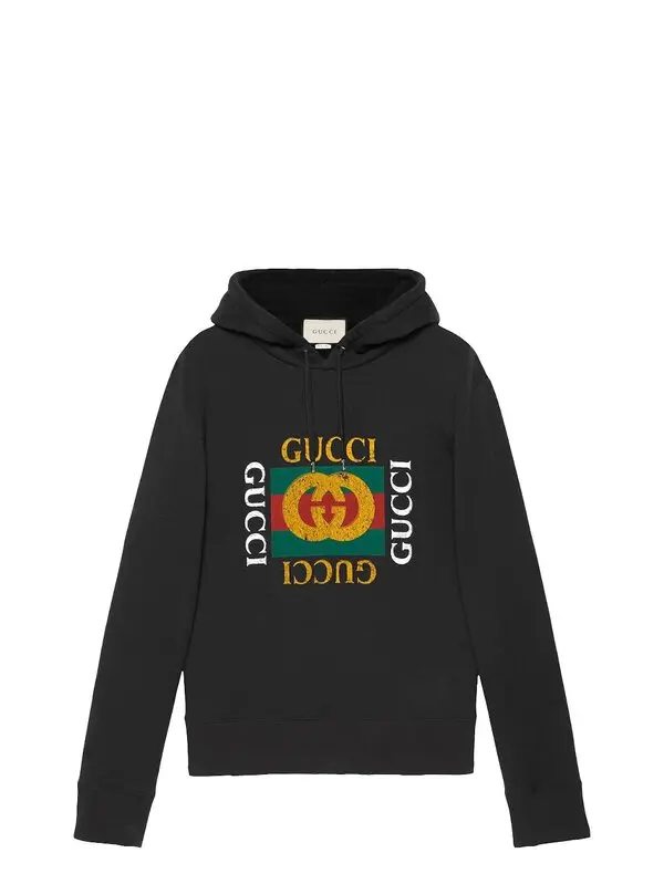 Gucci Logo Print Hoodie - Black