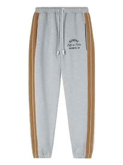 Palm Angels Sunday Life Is Palm Sweatpants - Melange Grey/black