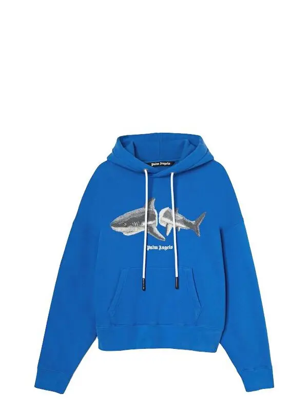 Palm Angels Shark Print Hoodie - Blue/grey