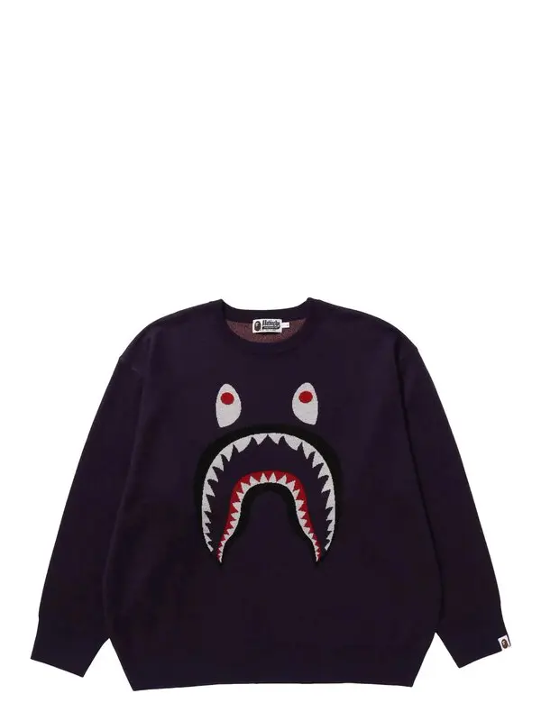 A BATHING APE Shark Jacquard Knit Sweater - Brown