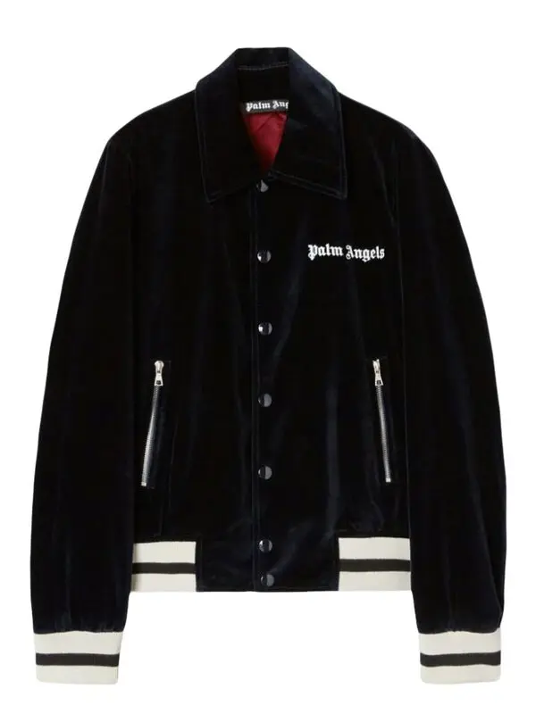 Palm Angels Sunday Baseball Jacket - Indigo/off White