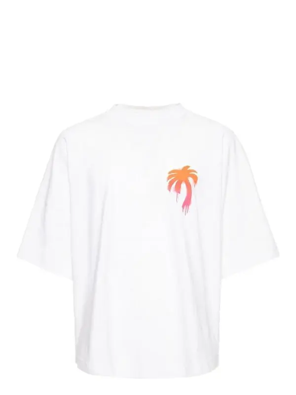 Palm Angels Sprayed Palm Logo T-shirt - White
