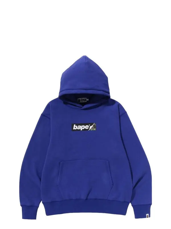 A BATHING APE Smooth Logo Relaxed Fit Hoodie - Blue