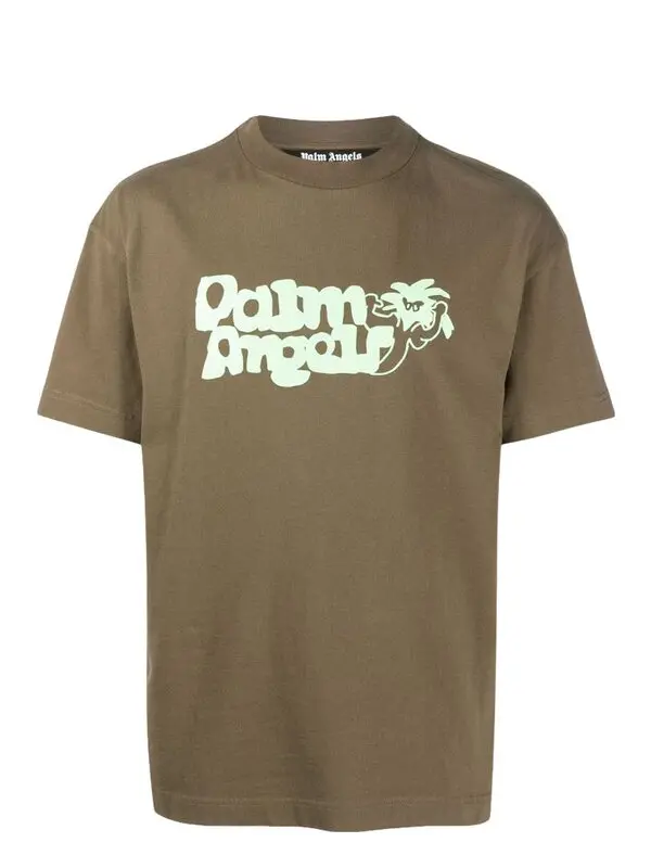 Palm Angels Viper Cotton T-shirt - Olive Green