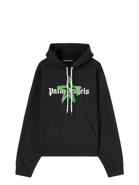 Palm Angels Star Sprayed Hoodie - Black/green
