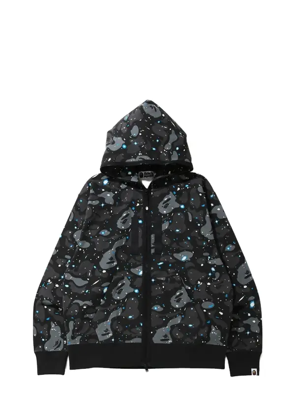 BAPE Relaxed Space Camo Full Zip Hoodie - Black