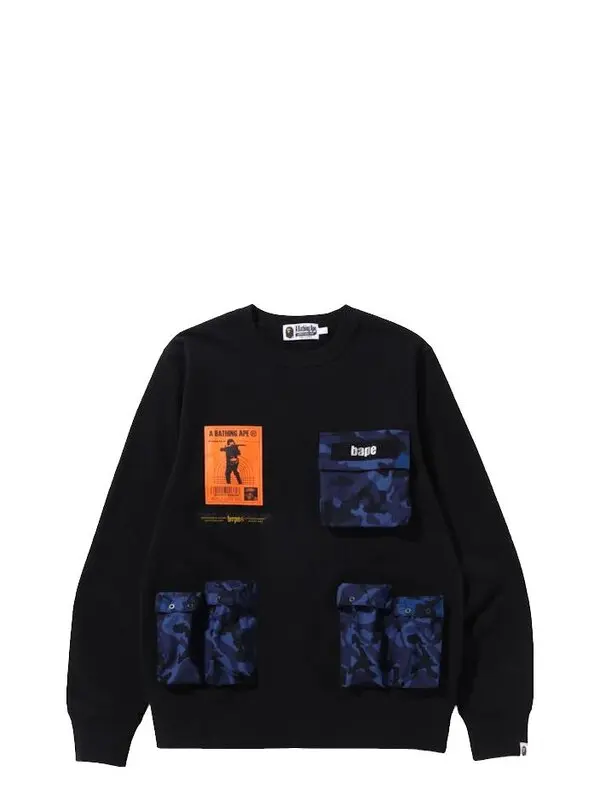 BAPE Camo Pocket Crewneck Sweatshirt - Black
