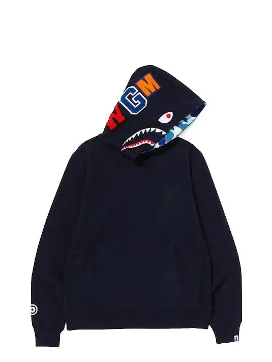 BAPE Shark Pullover Inside Camo Hoodie - Navy Blue