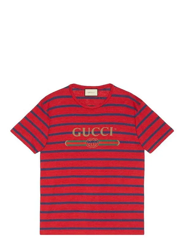 Gucci Logo Striped T-shirt - Red