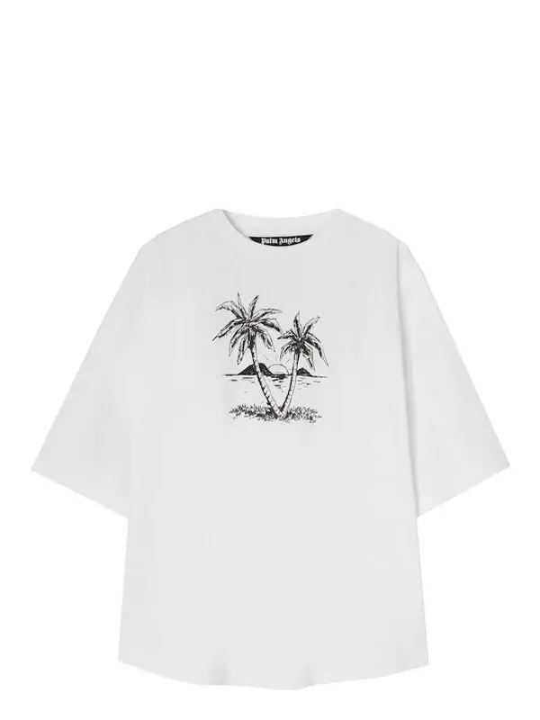 Palm Angels Sunset Palms Over T-shirt - Optical White/black