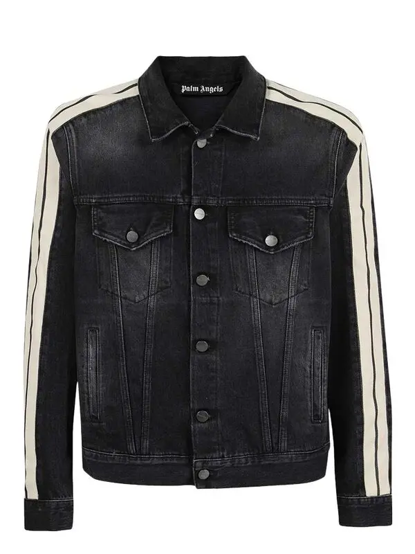 Palm Angels Side Striped Denim Track Jacket - Black/white