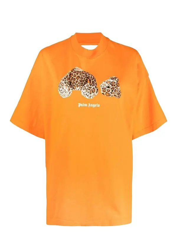Palm Angels Leopard Bear Loose T-shirt - Orange/brown