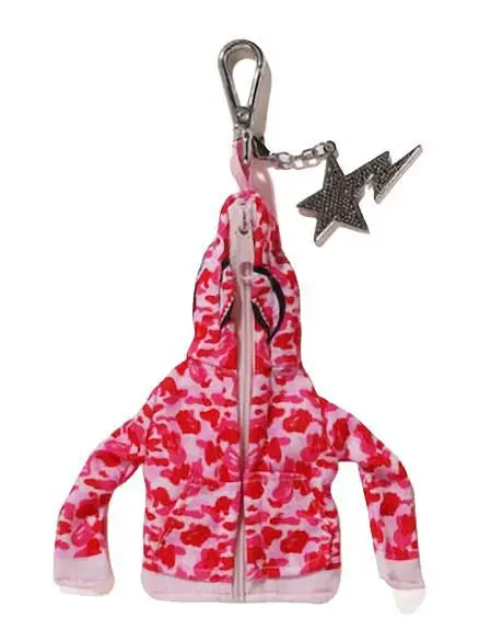 A BATHING APE Shark Full Zip Hoodie Keychain - Pink