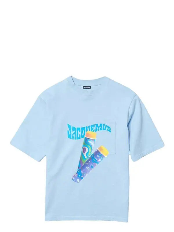 Jacquemus Le T-shirt Paisley Sorbet Logo Boxy Fit T-shirt - Print Sorbet Blue