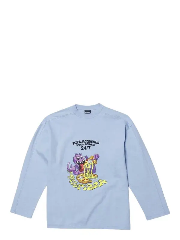 Jacquemus Le T-shirt Octopizza Oversized Longsleeve T-shirt - Print Octopizza Light Blue