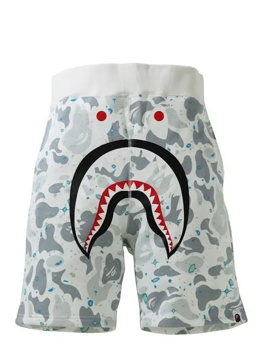 BAPE Space Camo Shark Sweat Shorts - White