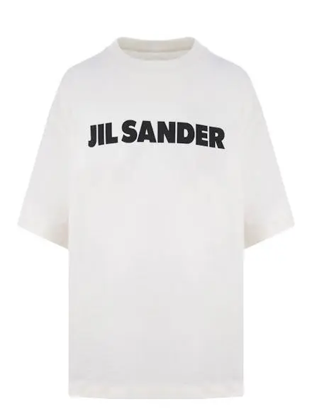 JIL SANDER Boxy Fit Logo Print T-shirt - Ivory/black