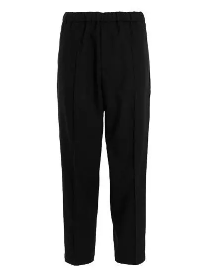 JIL SANDER Elastic Drawstring Waist Gabardine Trousers - Black