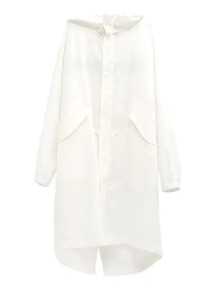 JIL SANDER Logo Print Hooded Raincoat - White