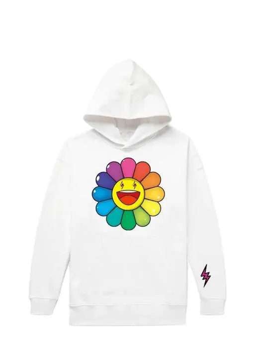 J BALVIN X Takashi Murakami Rainbow Flower Hoodie - White