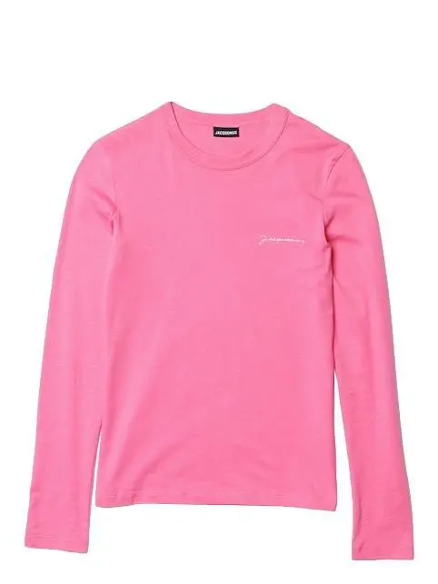 Jacquemus Le T-shirt Brode Manches Longues T-shirt - Dark Pink