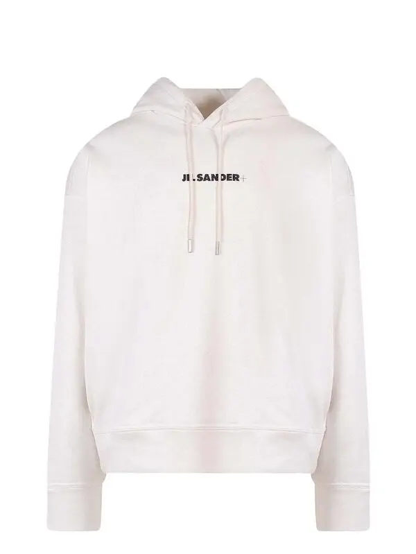 JIL SANDER Cotton Logo Hoodie - White