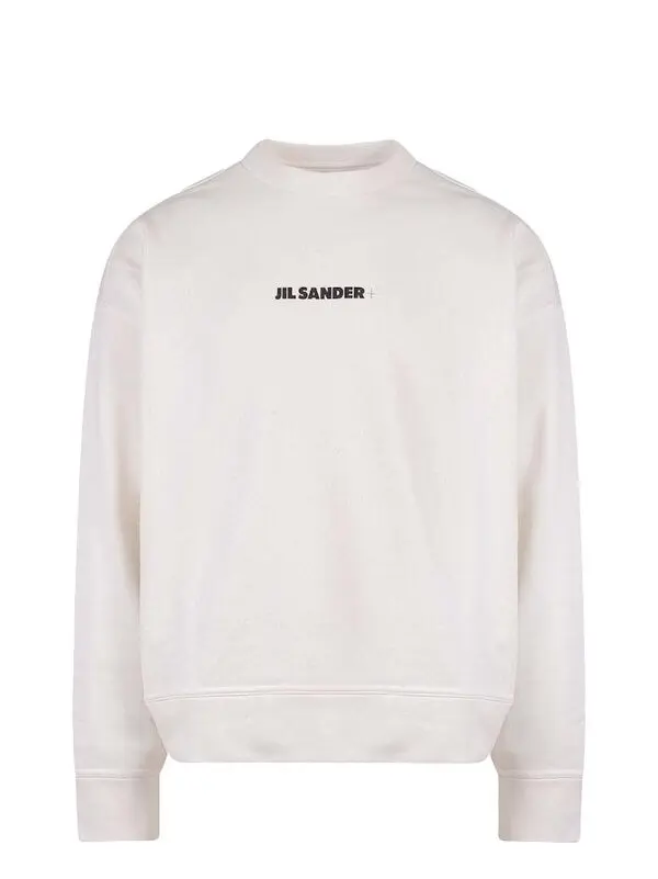 JIL SANDER Cotton Frontal Logo Sweatshirt - White