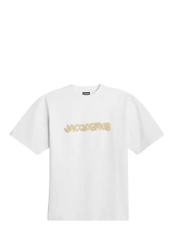 Jacquemus Le T-shirt Raphia Logo T-shirt - Print Macrame Logo White
