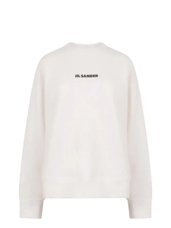 JIL SANDER Cotton Logo Sweatshirt - Beige