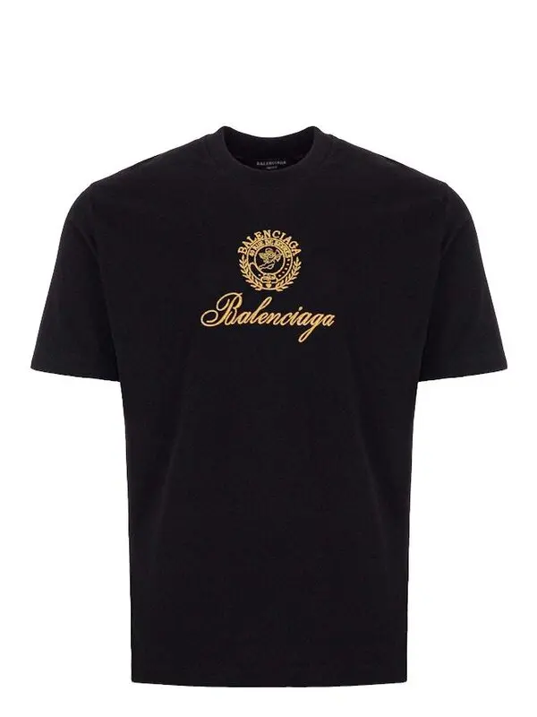 Balenciaga Qixi Crest Medium Fit T-shirt - Black