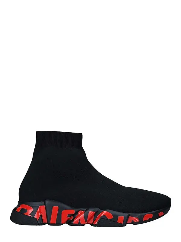 Balenciaga Speed 2.0 Graffiti Sneakers - Black/red