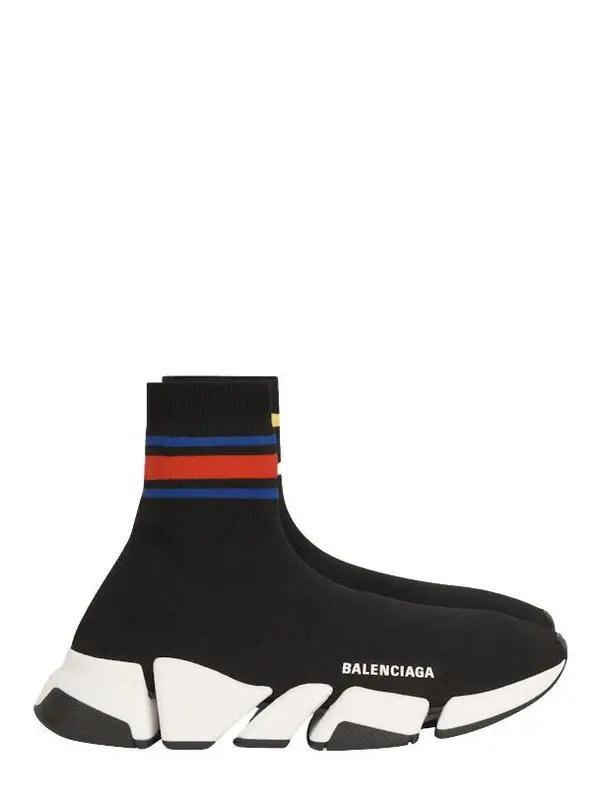 Balenciaga Speed 2.0 Stripped Sneakers - Black/red/blue