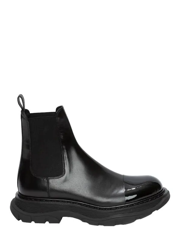 Alexander McQueen Shiny Toecap Tread Chelsea Boot - Black