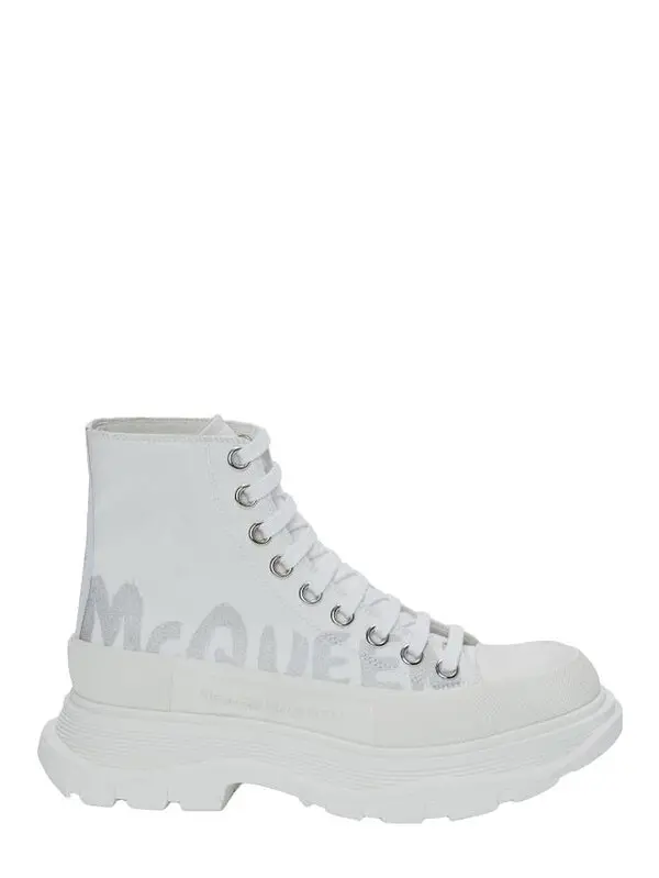 Alexander McQueen Tread Slick Graffiti Boots - White/silver