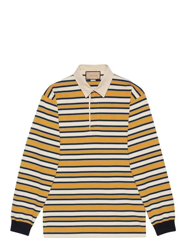Gucci Striped Polo Shirt With Patch - Yellow