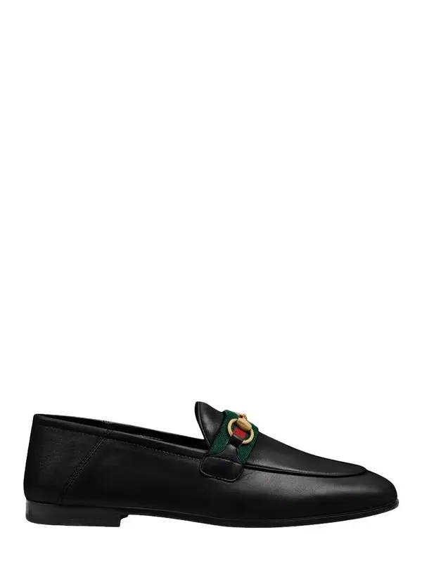 Gucci Leather Loafer With Web Detail - Black/green/red